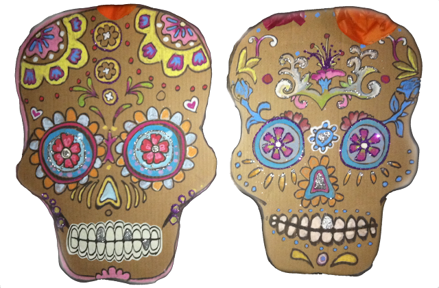 Oulalie: Upcycled Cardboard skulls