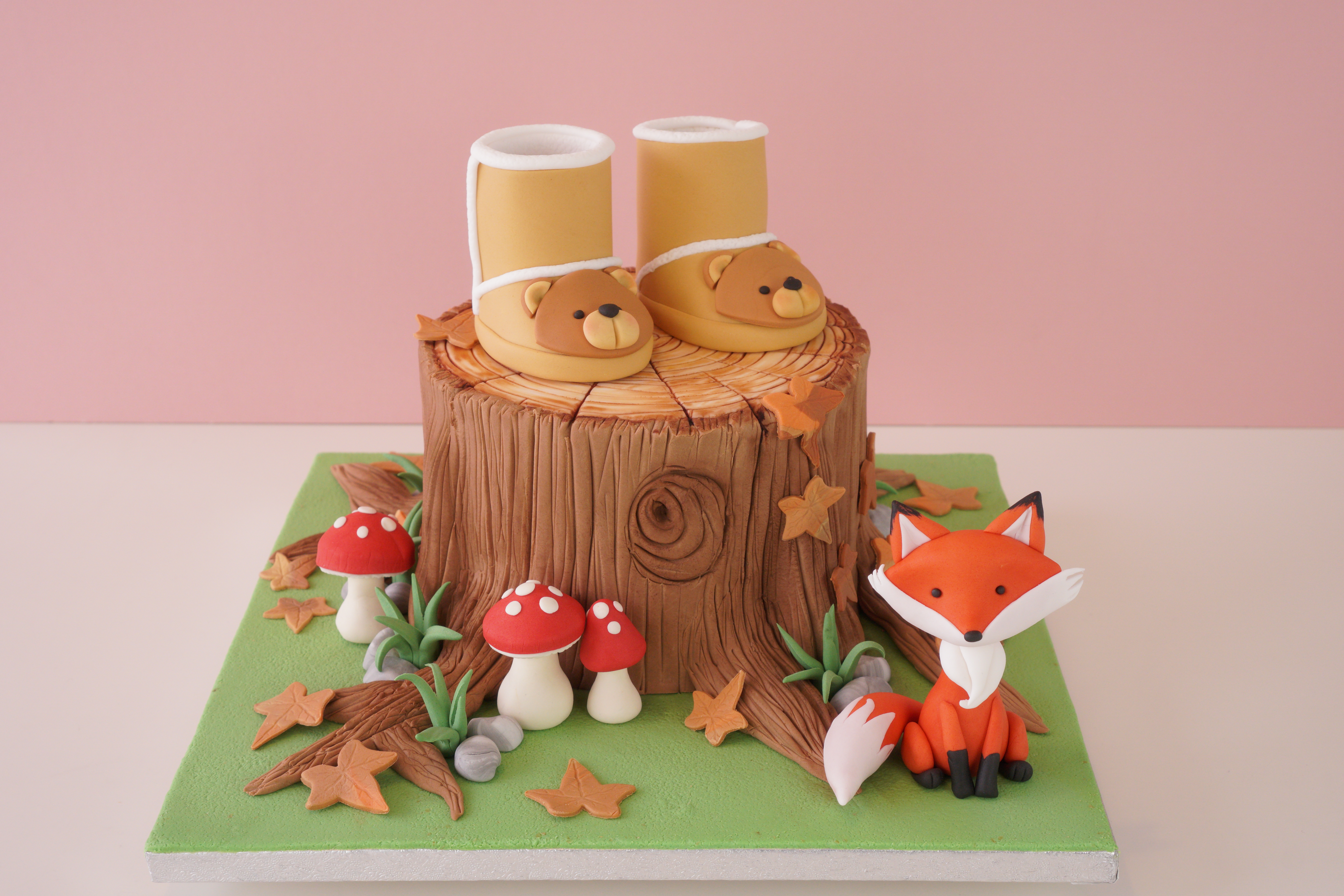 Woodland Tree Trunk Cake With a Fondant Fox