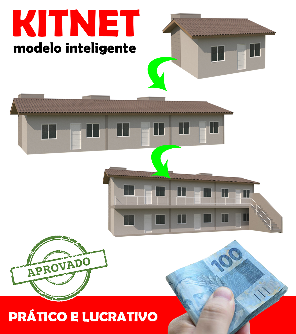 PROJETO ONLINE: Projeto De Kitnet pequena Para Alugar - Kitnet Modular