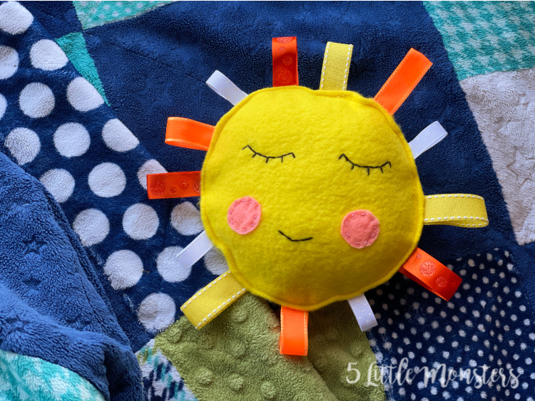5 Little Monsters: Smiling Sun Ribbon Tag Baby Toy