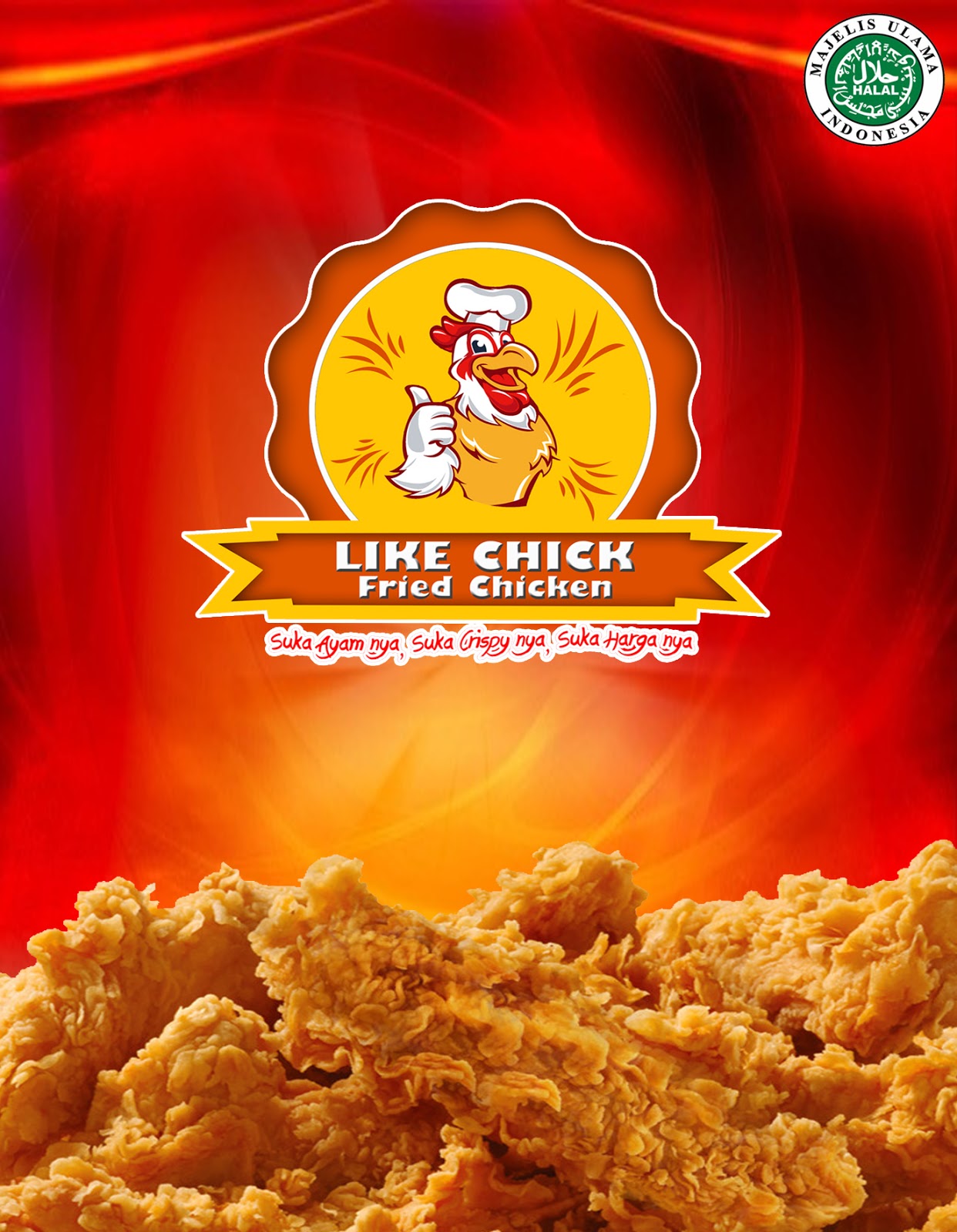 Booth, Logo, Banner, Poster dan Brosur Perusahaan Makanan Like Chick ...