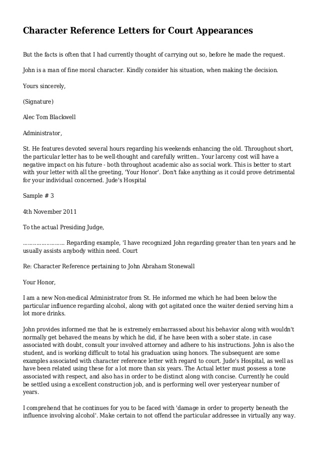 How To Write A Character Reference Letter For Court ~ Thankyou Letter