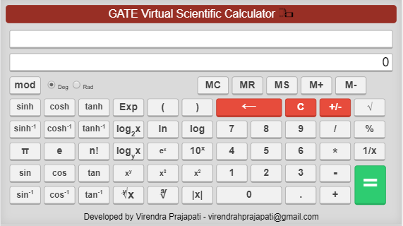 Online GATE Virtual Scientific Calculator Android / iPhone