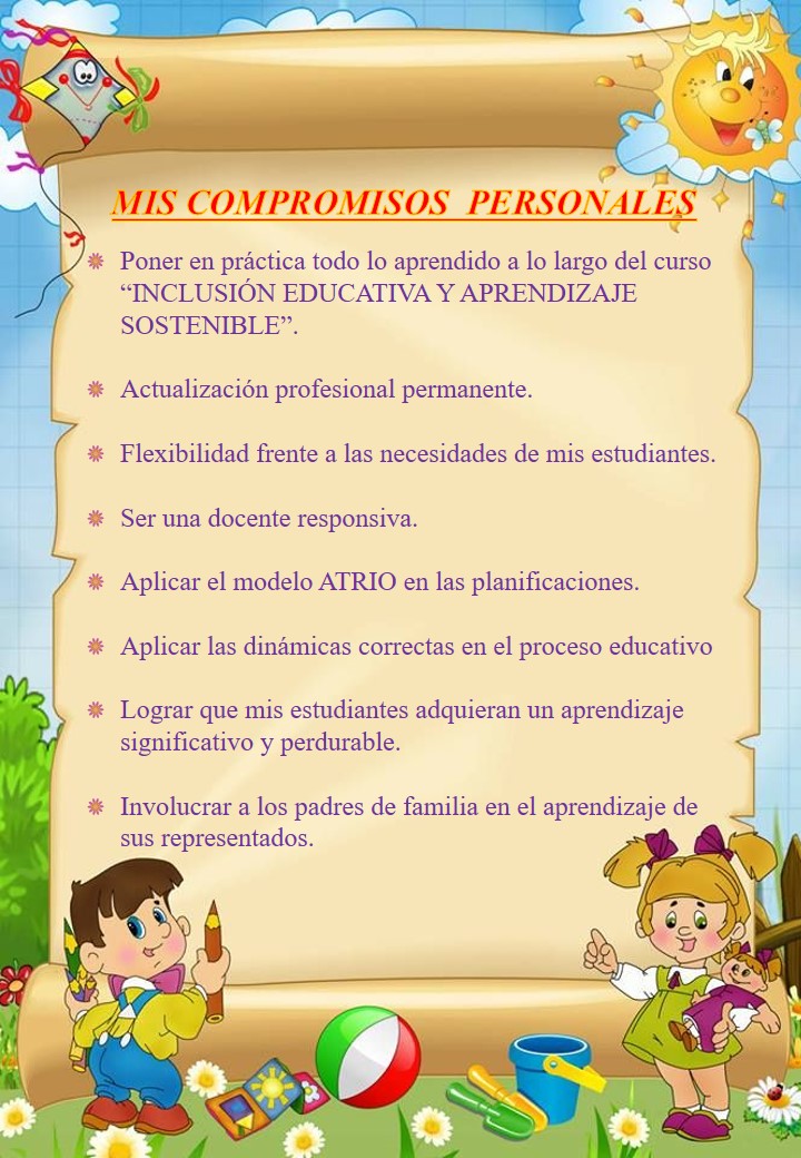Inclusión Educativa y Aprendizaje Sostenible: COMPROMISOS PERSONALES