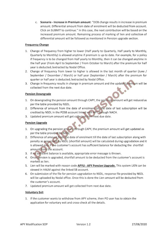SOP for modification and exit of APY