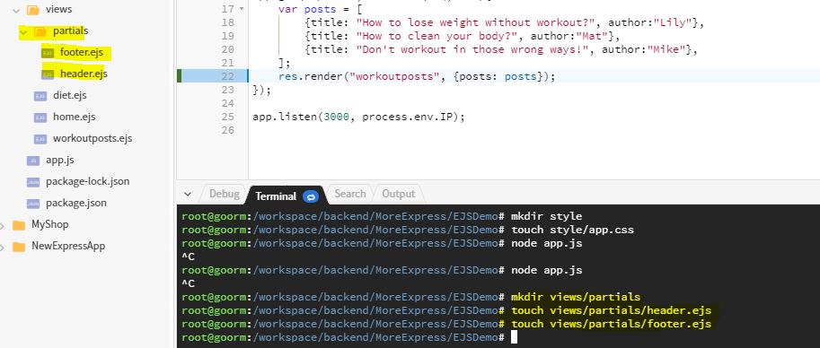 Intermediate Express.js: How To Add Styles & Partials in EJS File?