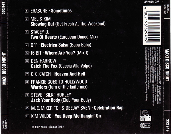 RETRO DISCO HI-NRG: MAXI DISCO NIGHT (Various Artists) Original Maxi ...