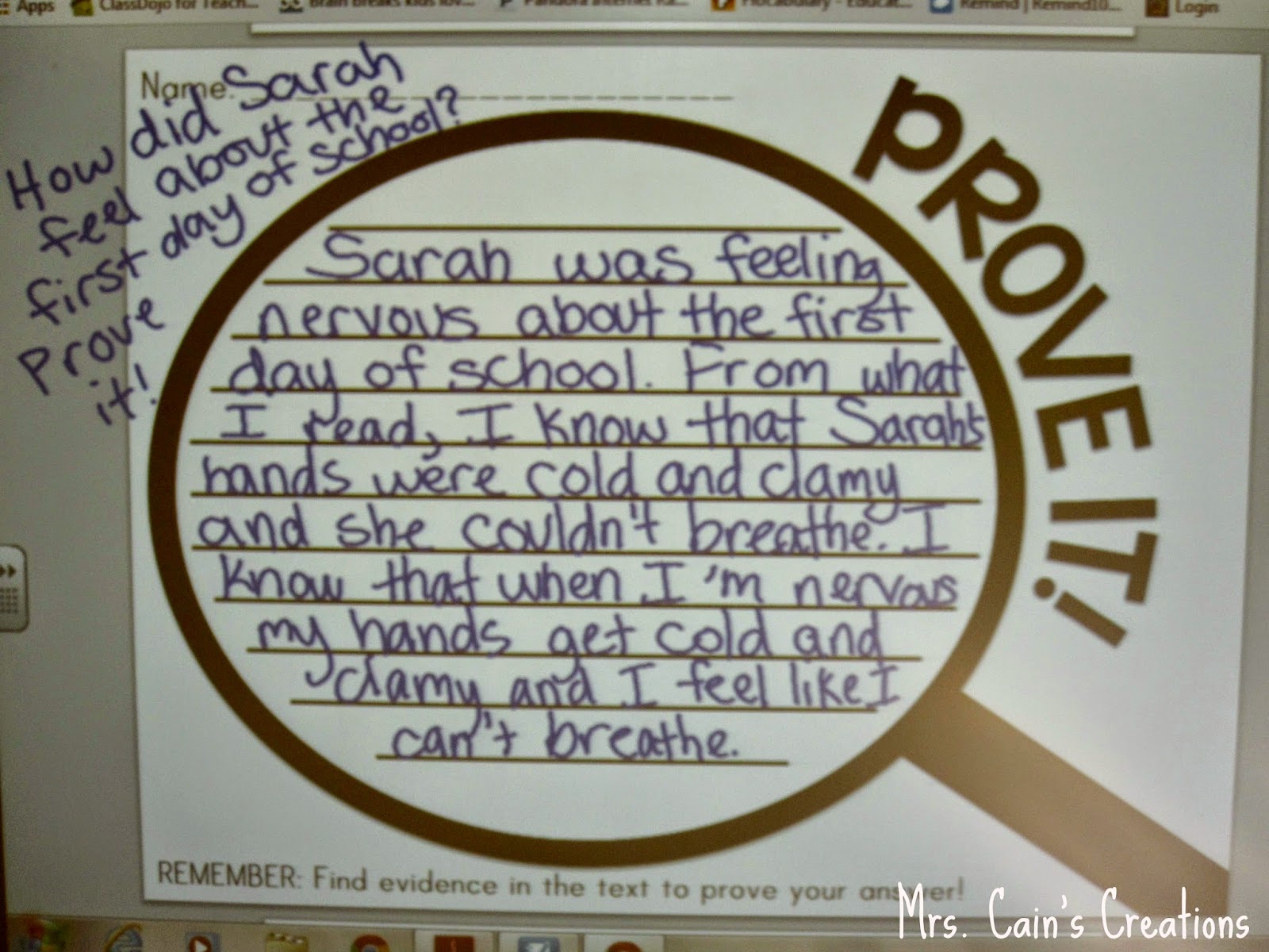 Mrs. Cain's Creations: Citing Text Evidence Like a Text Detective!