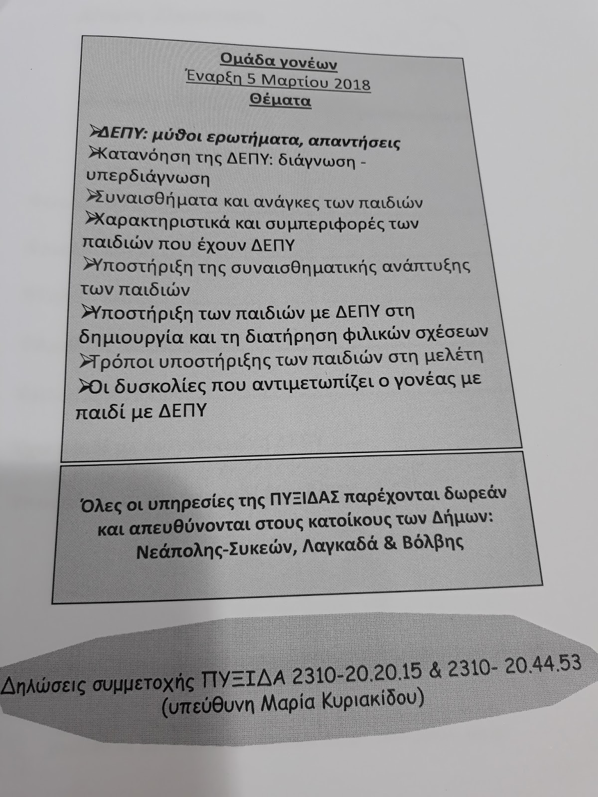 8o ΔΗΜΟΤΙΚΟ ΣΧΟΛΕΙΟ ΣΥΚΕΩΝ: ΔΡΑΣΕΙΣ ΠΥΞΙΔΑ ΓΙΑ ΠΑΙΔΙΑ ΜΕ ΔΕΠΥ