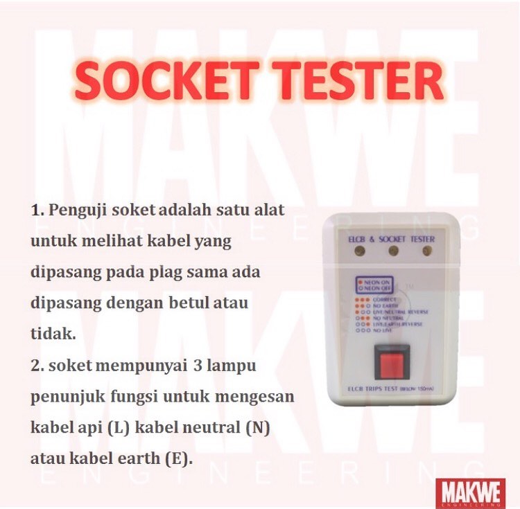 Pakar Pendawaian Elektrik Electrical Wiring: SOCKET TESTER.