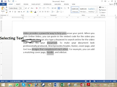 Selecting Text in MS Word - computer free courses