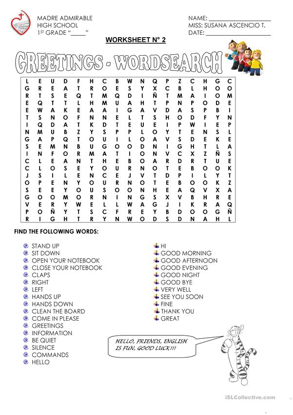 recursos EDUCATIVOS para casa : GREETINGS WORKSHEETS fichas: los saludos.