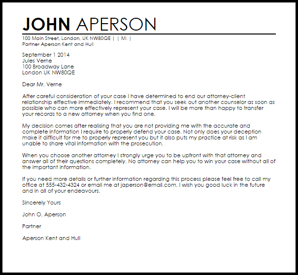 Attorney Termination Letter Template ~ Resume Letter