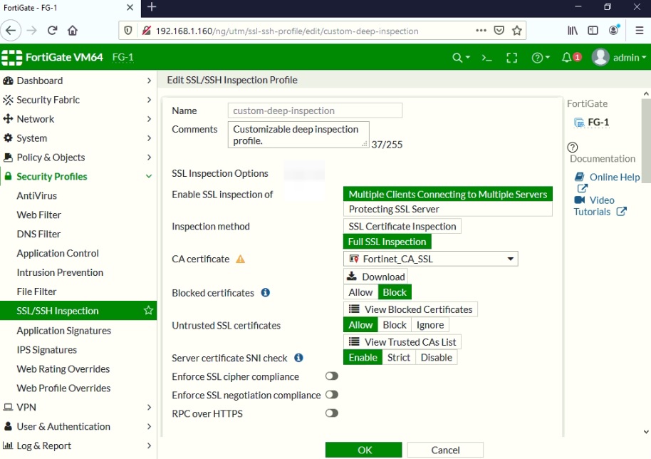 My Cybersecurity Journal: Fortigate SSL/TLS Inspection