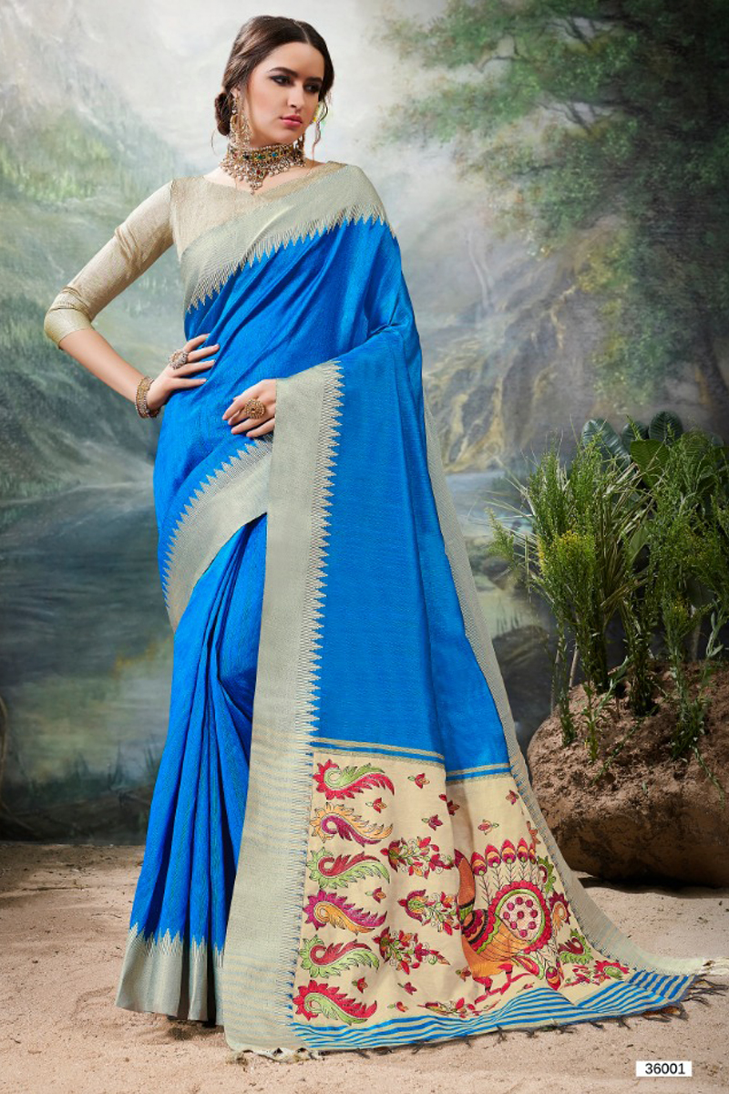 A Bundle Of Handloom Silk Weaved Festival Wear Sarees - 5612