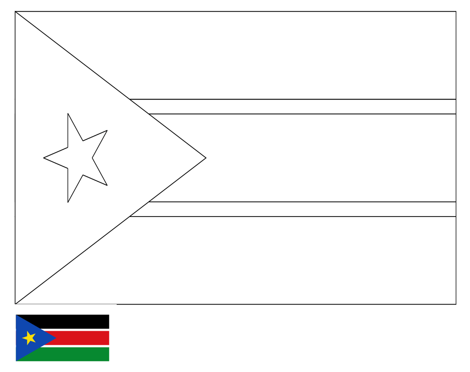 Coloring Page | Flag of South Sudan | Drawing | Outline Vectors | Free ...
