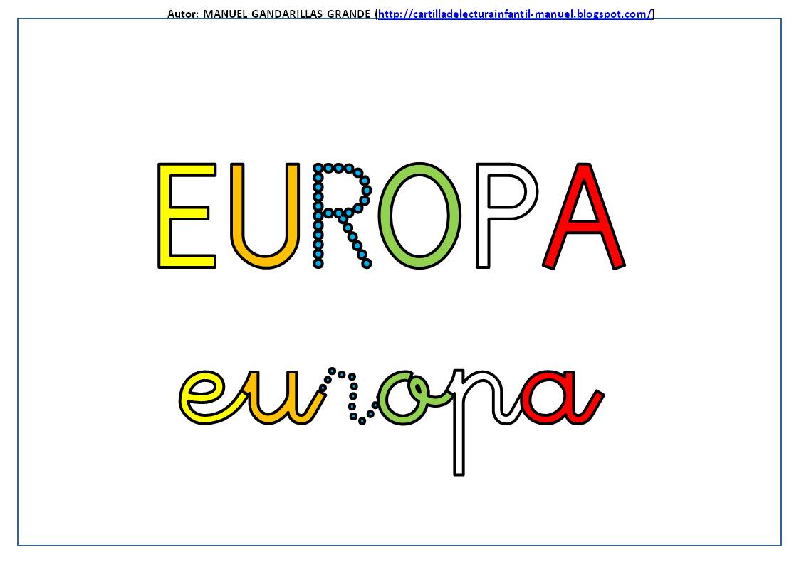 CARTILLA DE LECTURA INFANTIL : EUROPA BANDERA MAPA HIMNO ESCRITURA ...