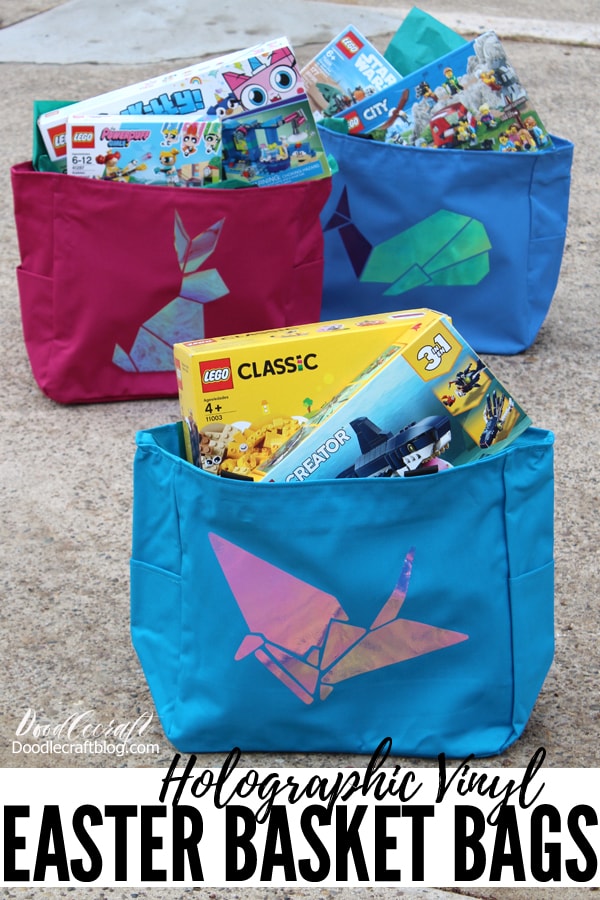 Holographic Vinyl Tote Bag Easter Baskets DIY!