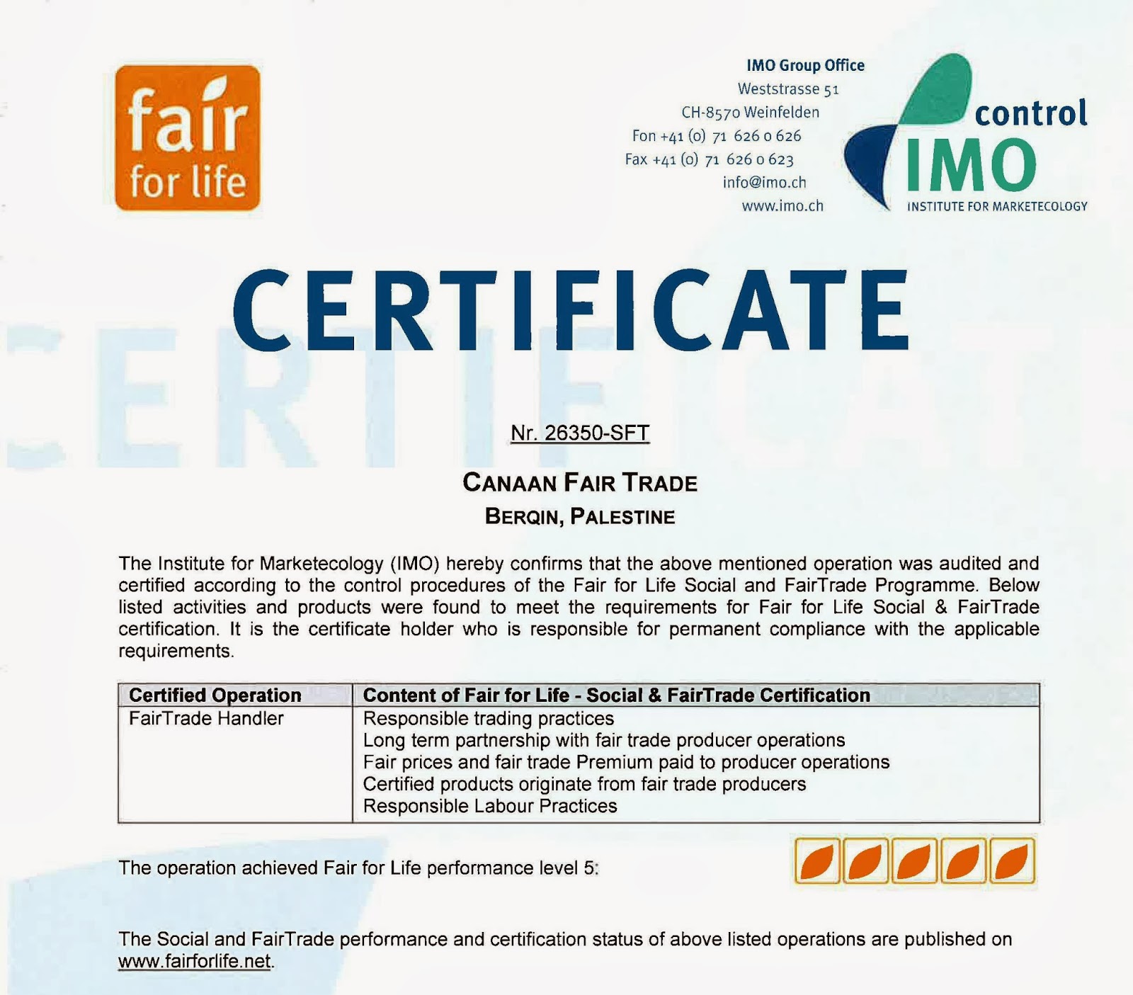 AL MASOUD TRADING : POEVOO & PEVOO: CANAAN FAIR TRADE CERTIFICATES OF ...