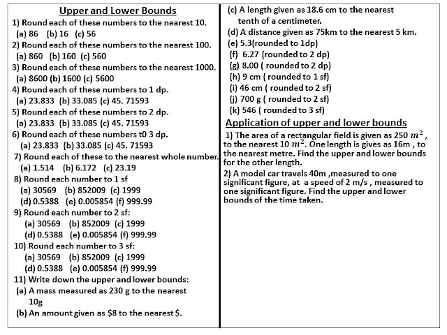 Math 10: CHAPTER-6 : UPPER AND LOWER BOUNDS