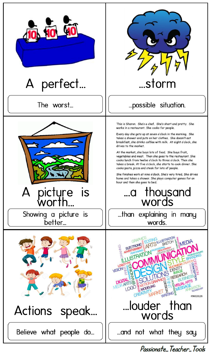 Passionate Teacher Tools: Proverbs Matching Game Set 1 (60 proverbs)