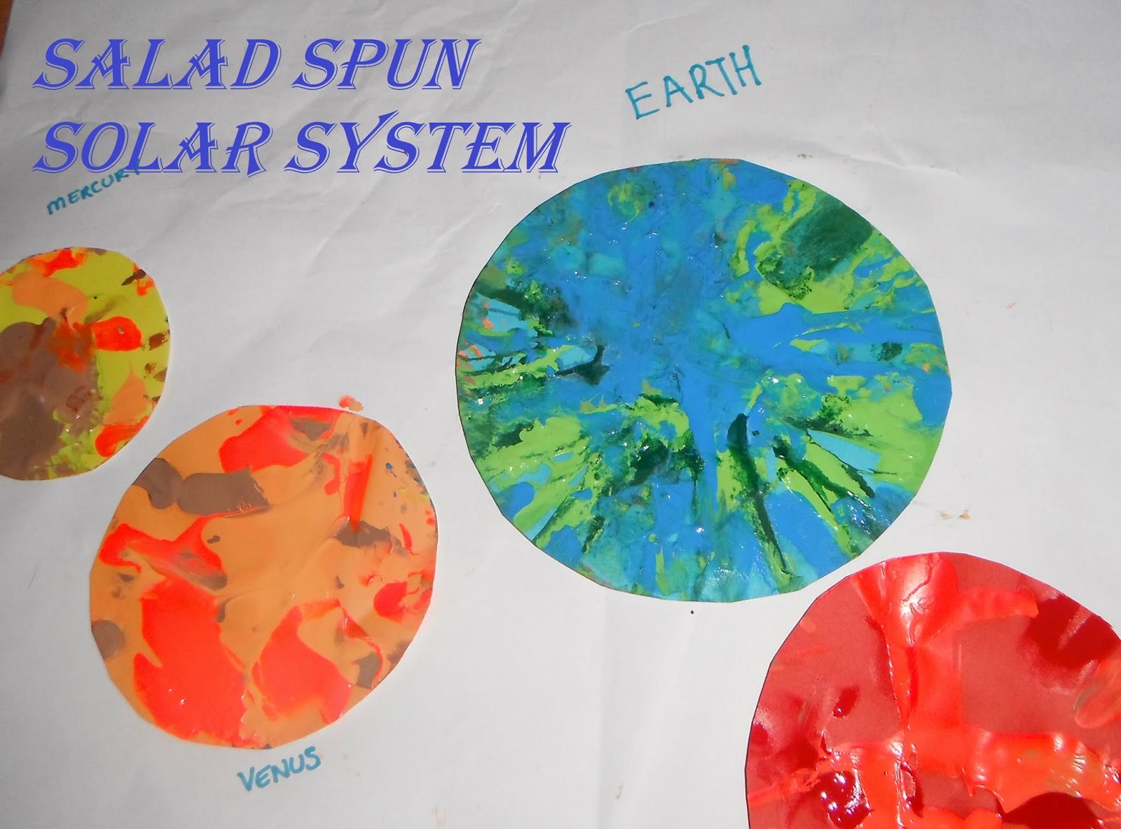 Adventures at home with Mum: Salad Spun Solar System - Extreme Paint