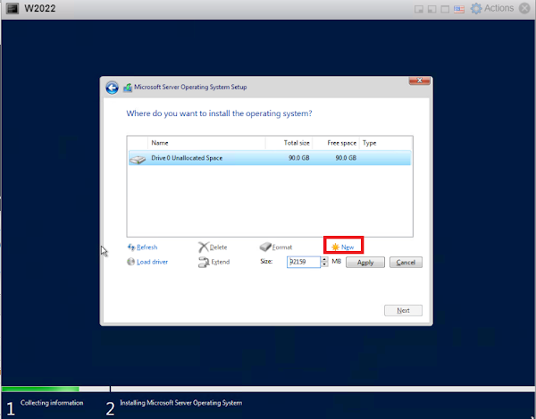 How to install Windows Server 2022 in vmware