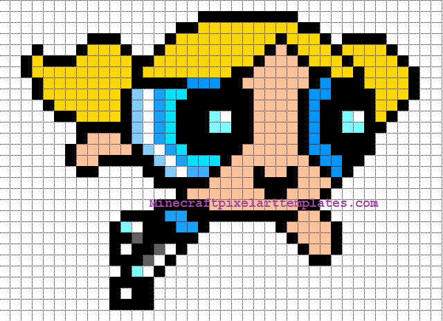 Minecraft Pixel Art Templates: Bubbles (Powerpuff girls)