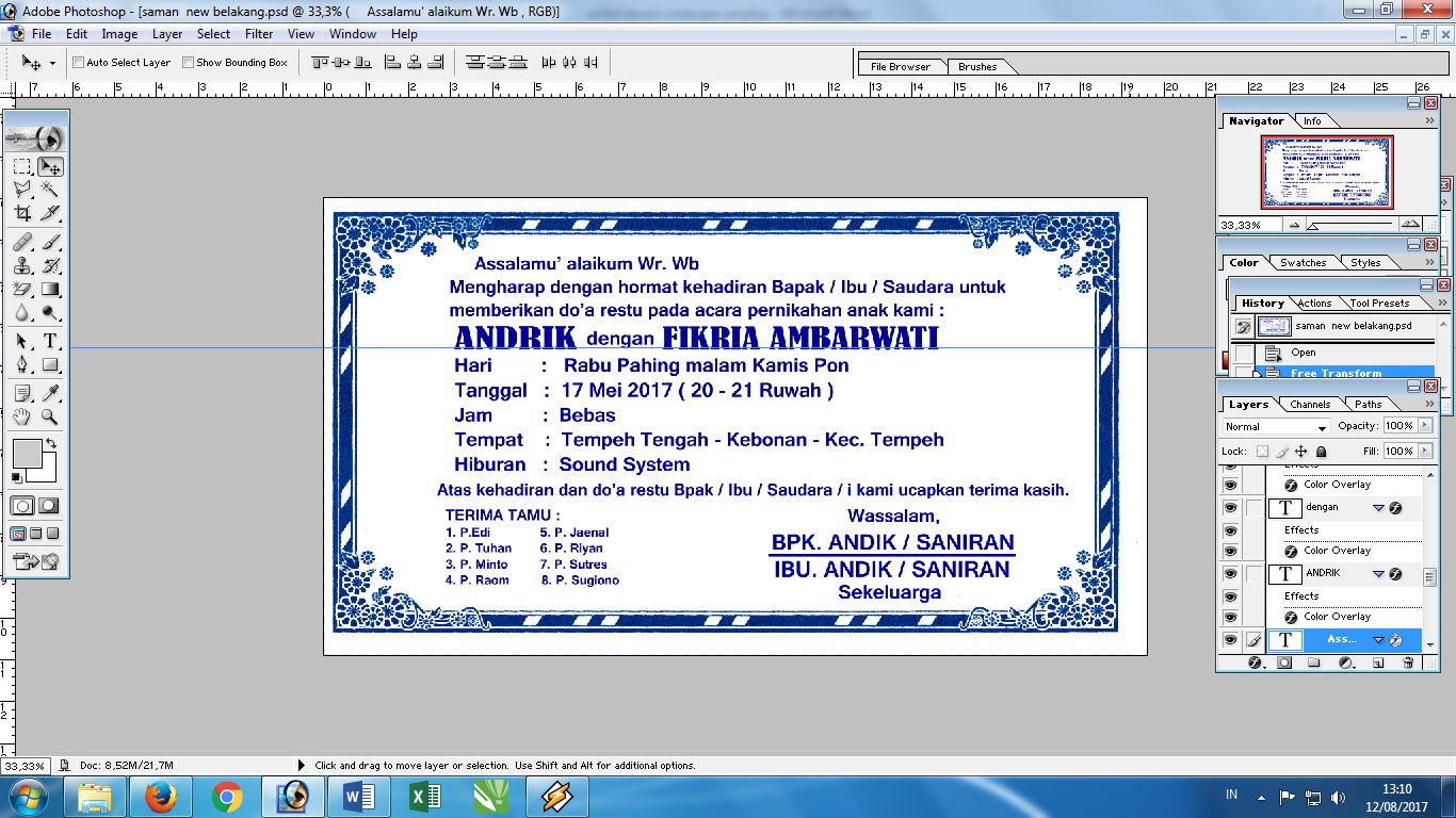 Panduan CEPAT membuat desain Undangan AMPLOP atau Undangan Gunungan ...