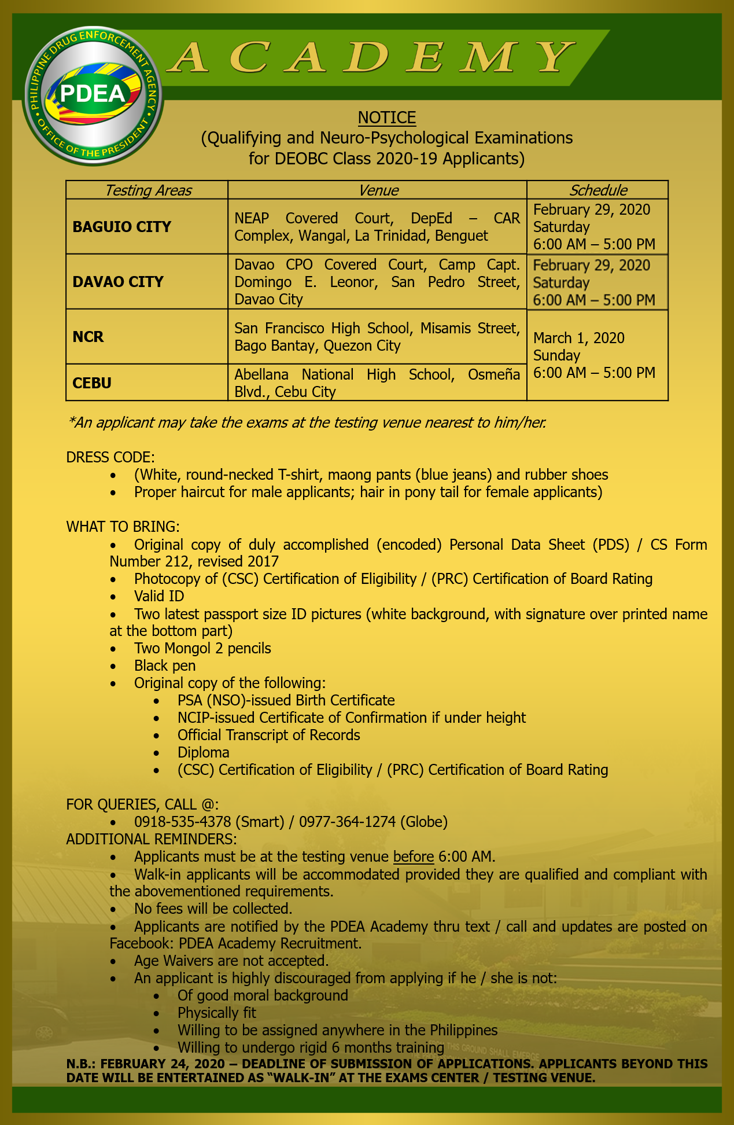 Civil Service Exam PH: PDEA Recruitment 2020: Intelligence Officer 1 ...