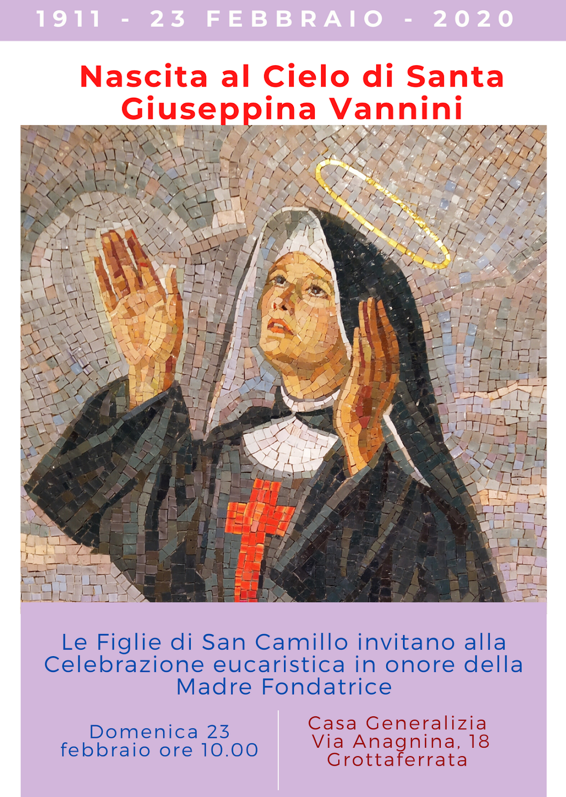 23 febbraio 1911 Nascita al Cielo di Santa Giuseppina Vannini ...