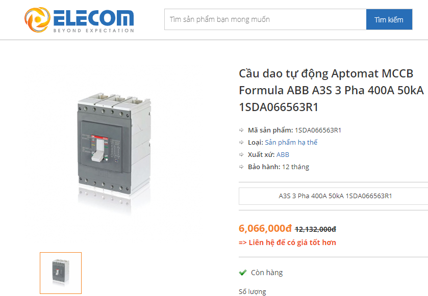 Báo giá Aptomat 3 pha 400A - MCCB 400A chính hãng ABB tốt nhất hiện nay