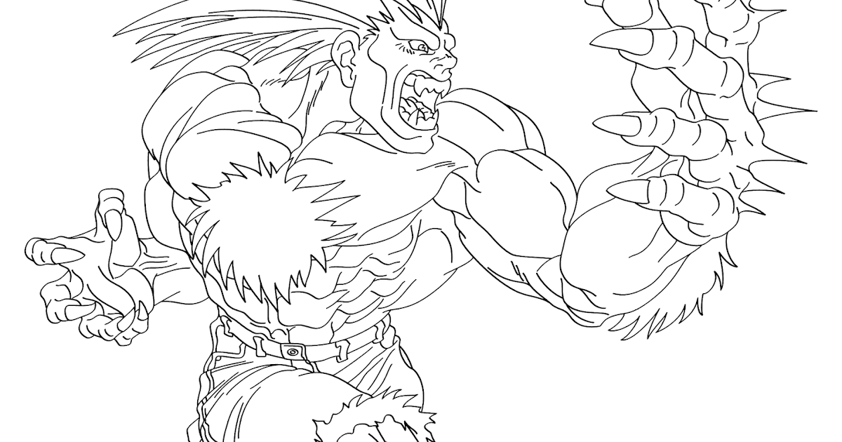 desenho para colorir e imprimir Blanka Street Fighter 2 Hyper