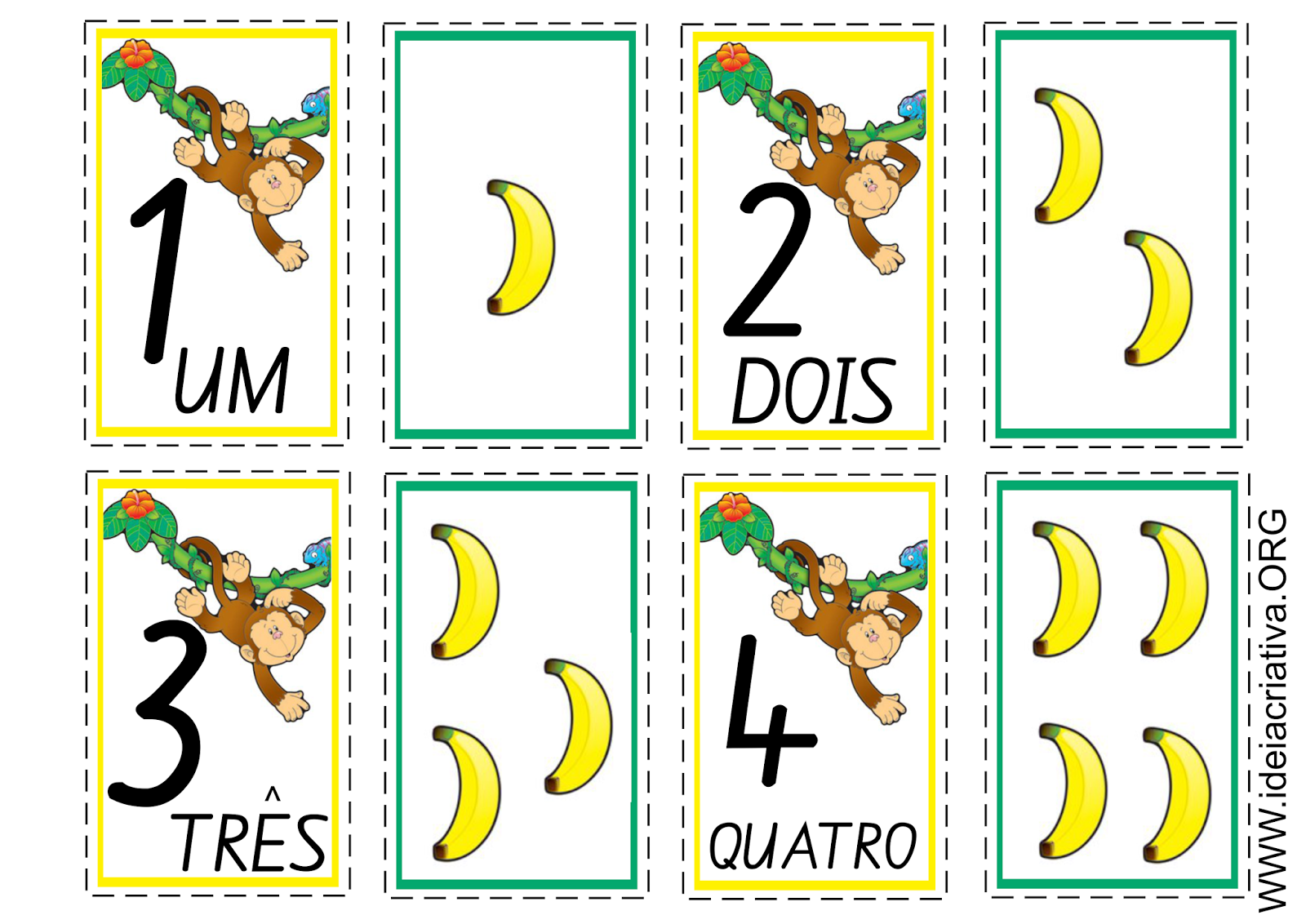 Flash Cards Número e Quantidade Macaquinhos | Ideia Criativa - Gi ...
