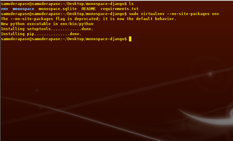 virtualenv --no-site-packages env
