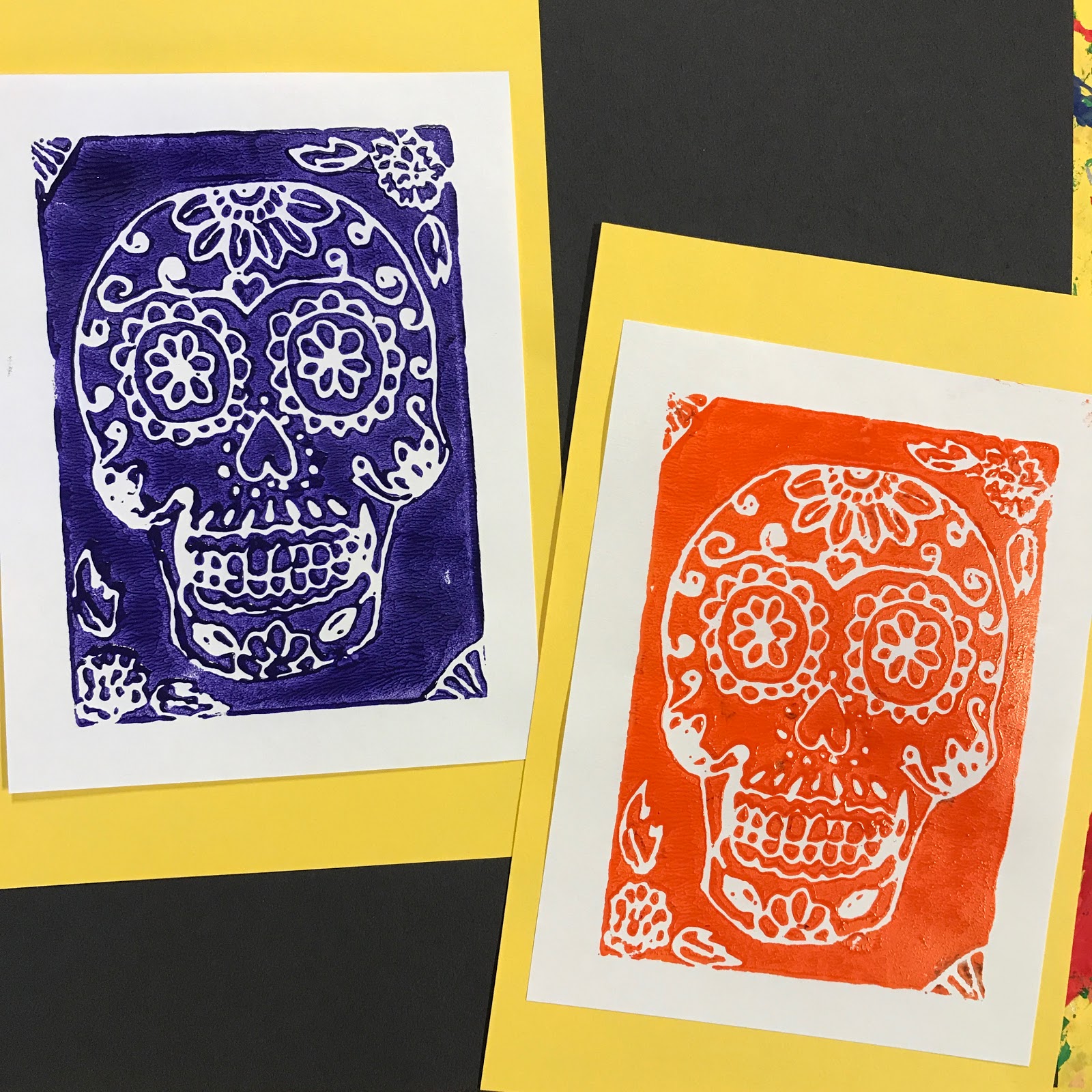 Elements of the Art Room: 5th Grade Printmaking Calaveras 💀 or Sugar Skulls