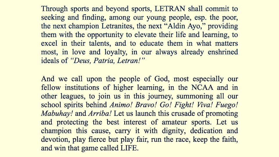 University of Santo Tomas: Arriba Letran! - Victory Speech of the ...