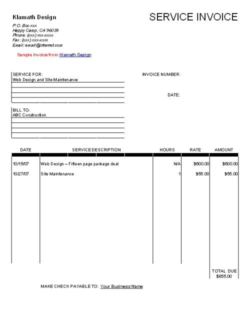 Invoice For Website Design - Invoice Template