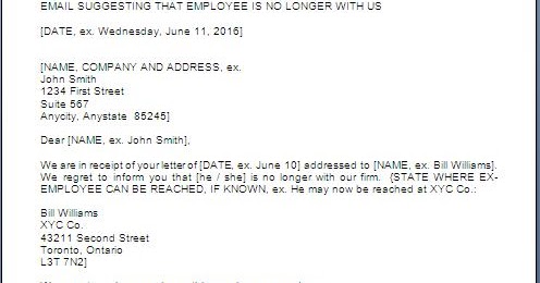 Left Employee Formal Intimation Letter