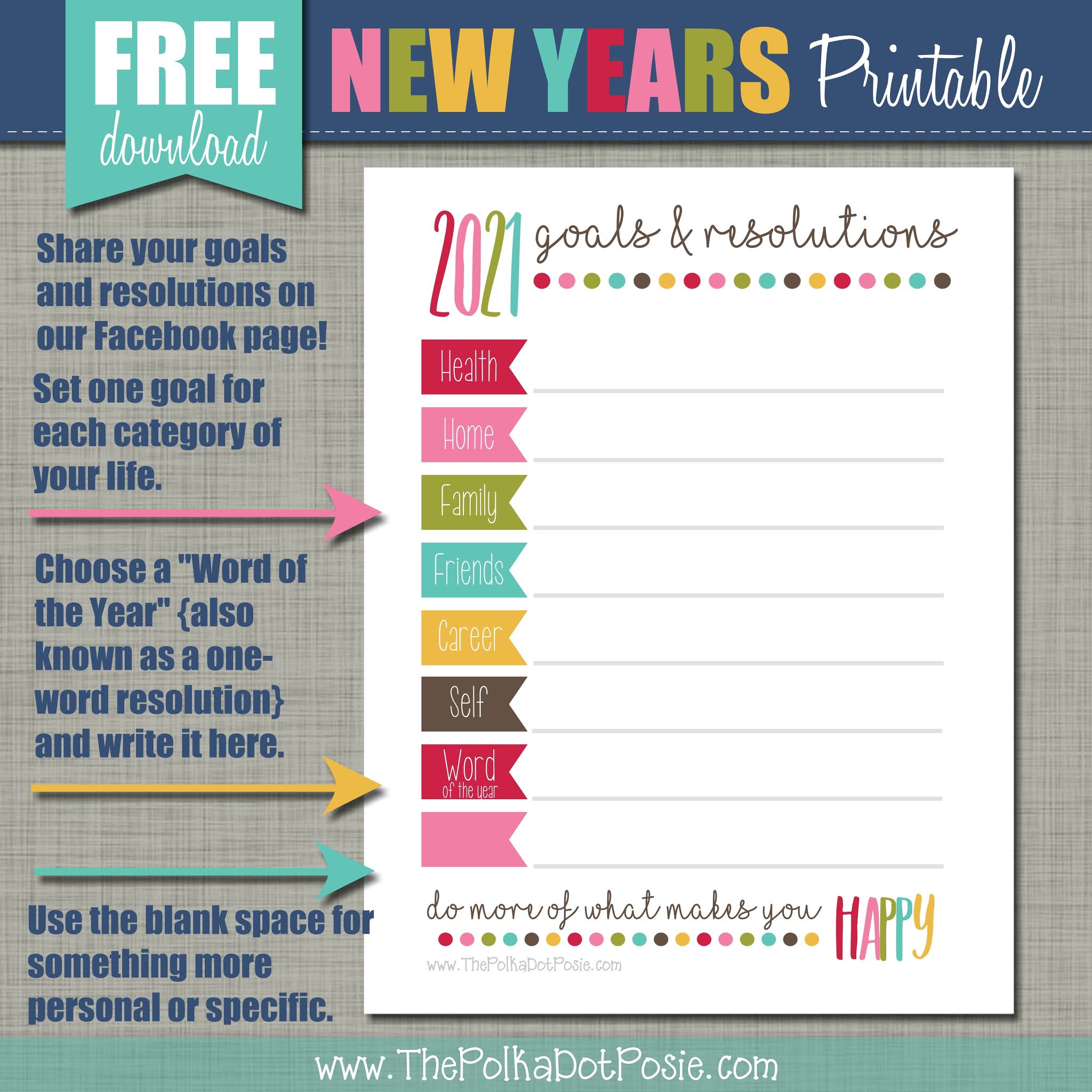 The Polka Dot Posie: FREE New Years Printables for 2020 Reflection and ...