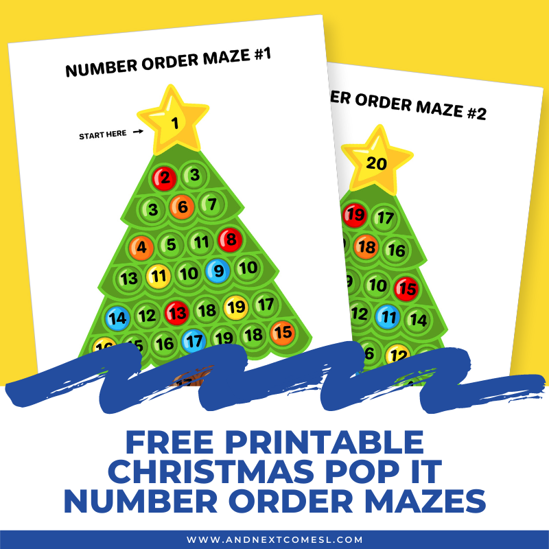 Free Printable Christmas Pop it Number Order Mazes | And Next Comes L ...