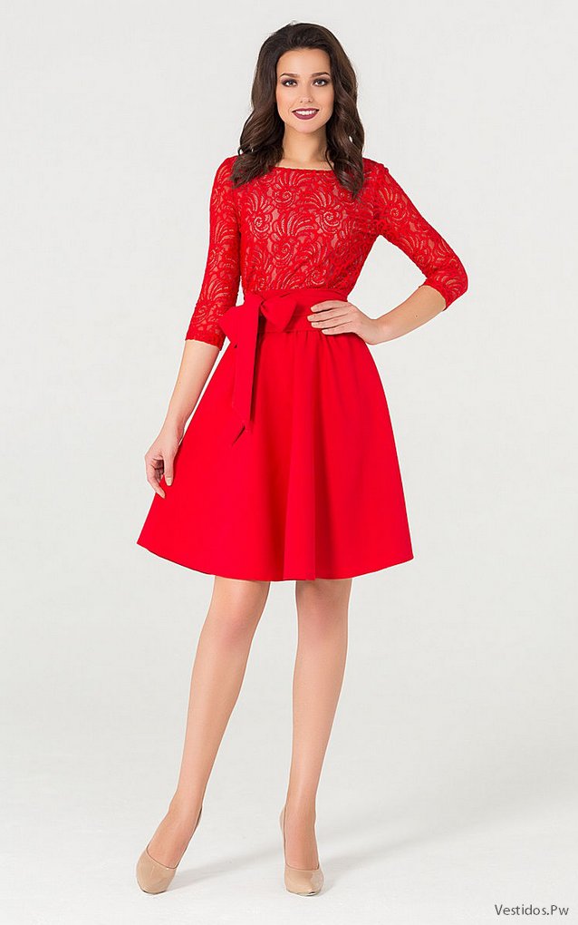 Vestidos de Encaje Cortos Rojos ¡Nuevas Ideas! | Vestidos | Moda 2019 - 2020