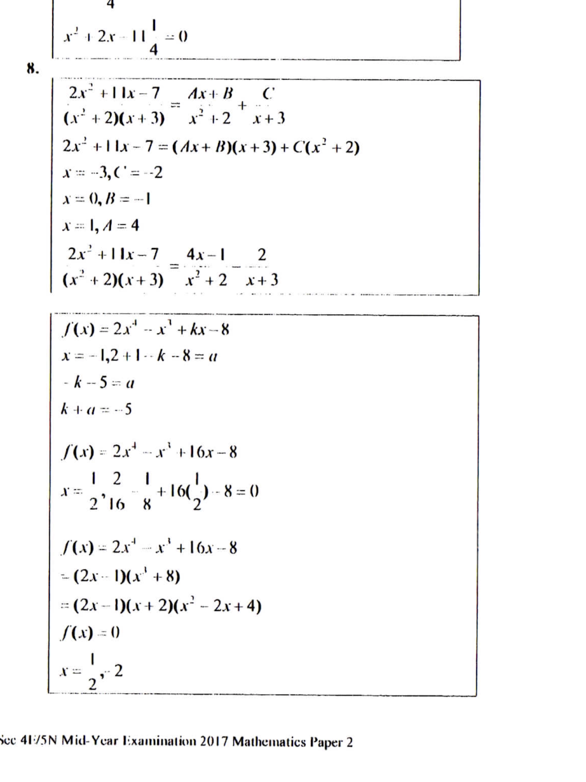 4. Remainder and factor theorem revision and challenging questions O ...