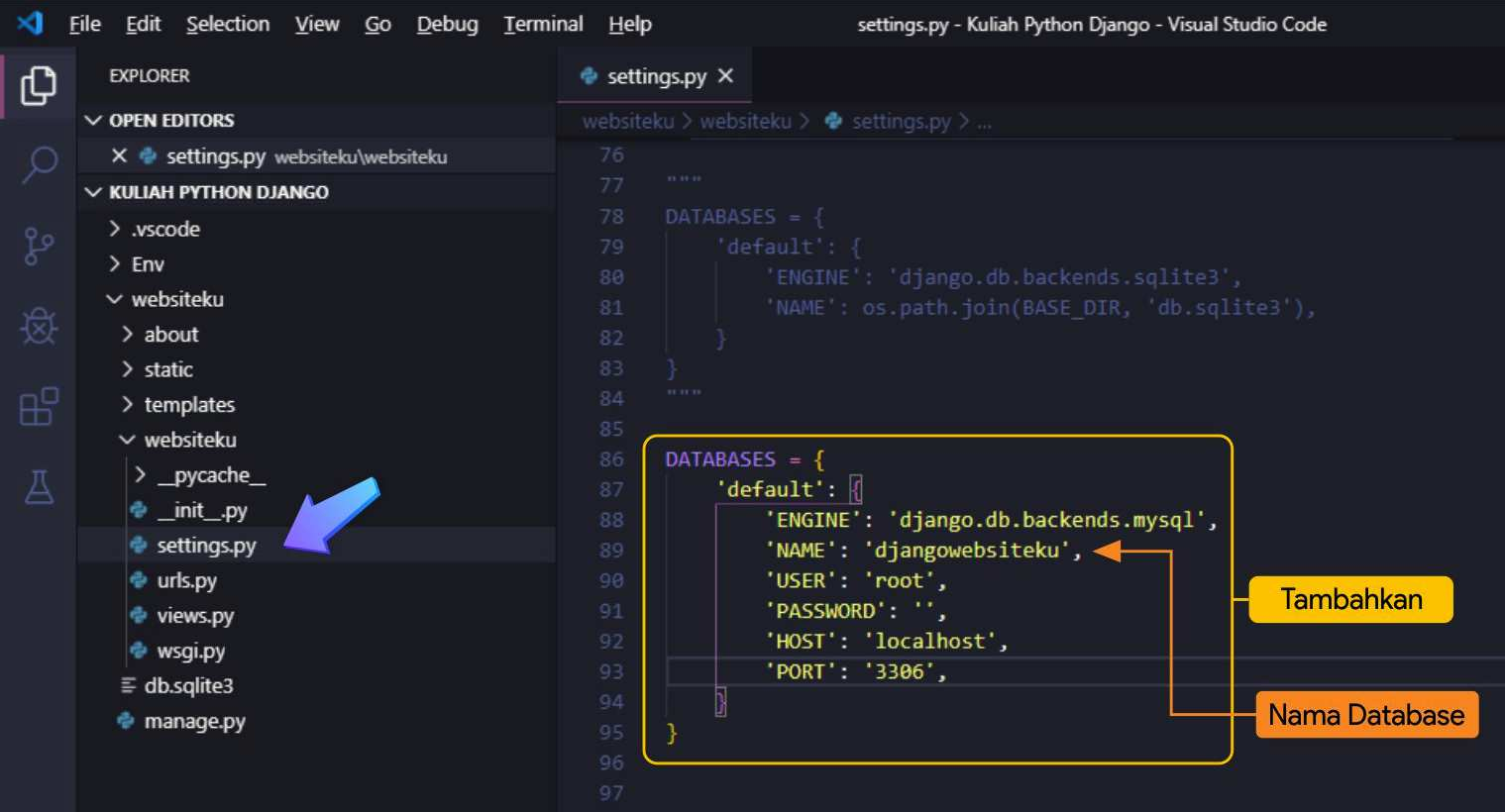 Integrasi Django dengan MySQL - Contoh Aplikasi