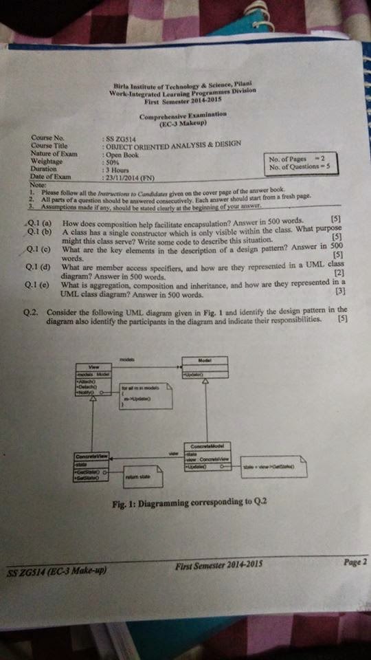 Bits Pilani Wilp: SEM-1 FINAL EXAM QUESTION PAPER Regular/Makeup