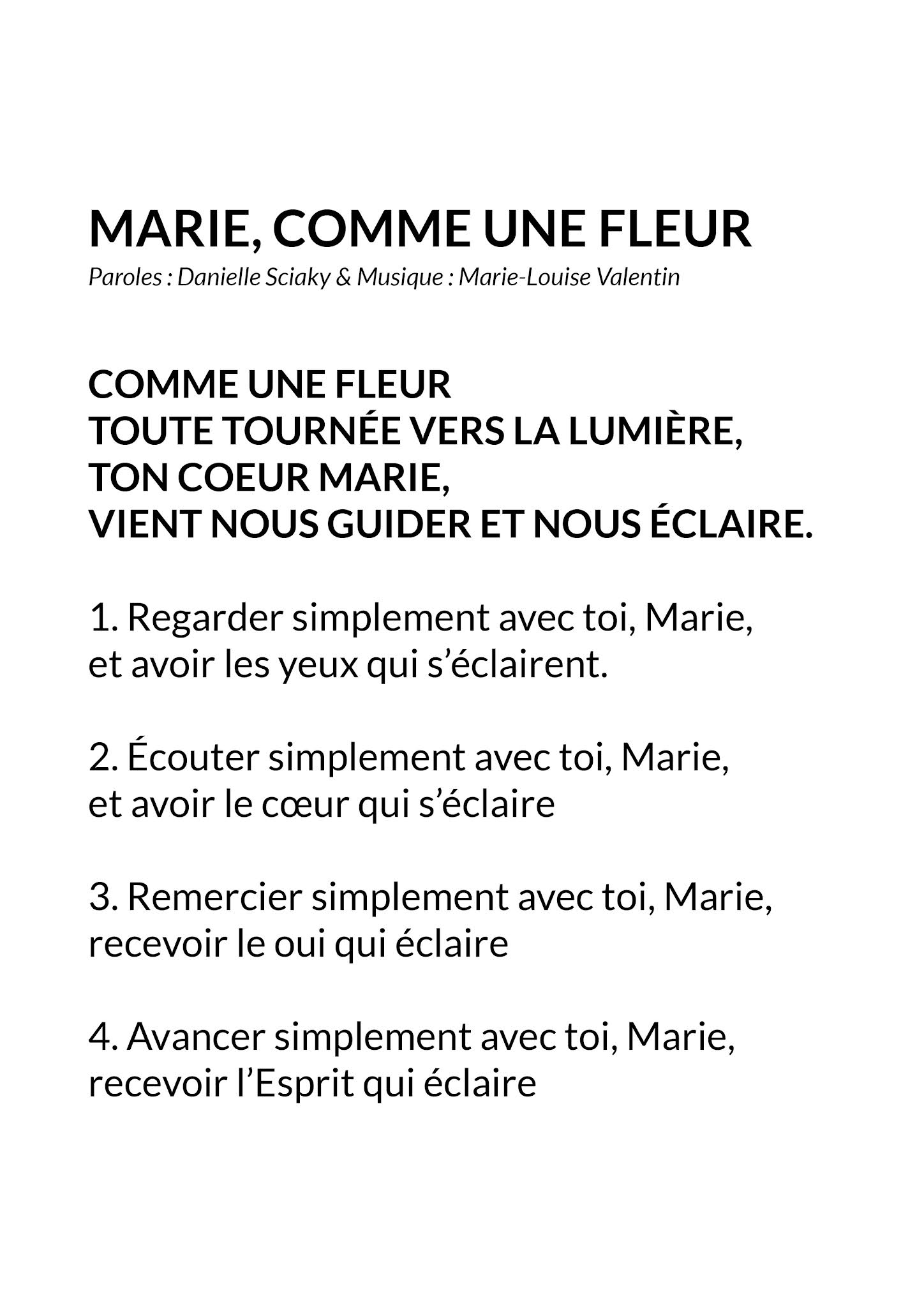 Chant à la Vierge Marie - Marie comme une fleur