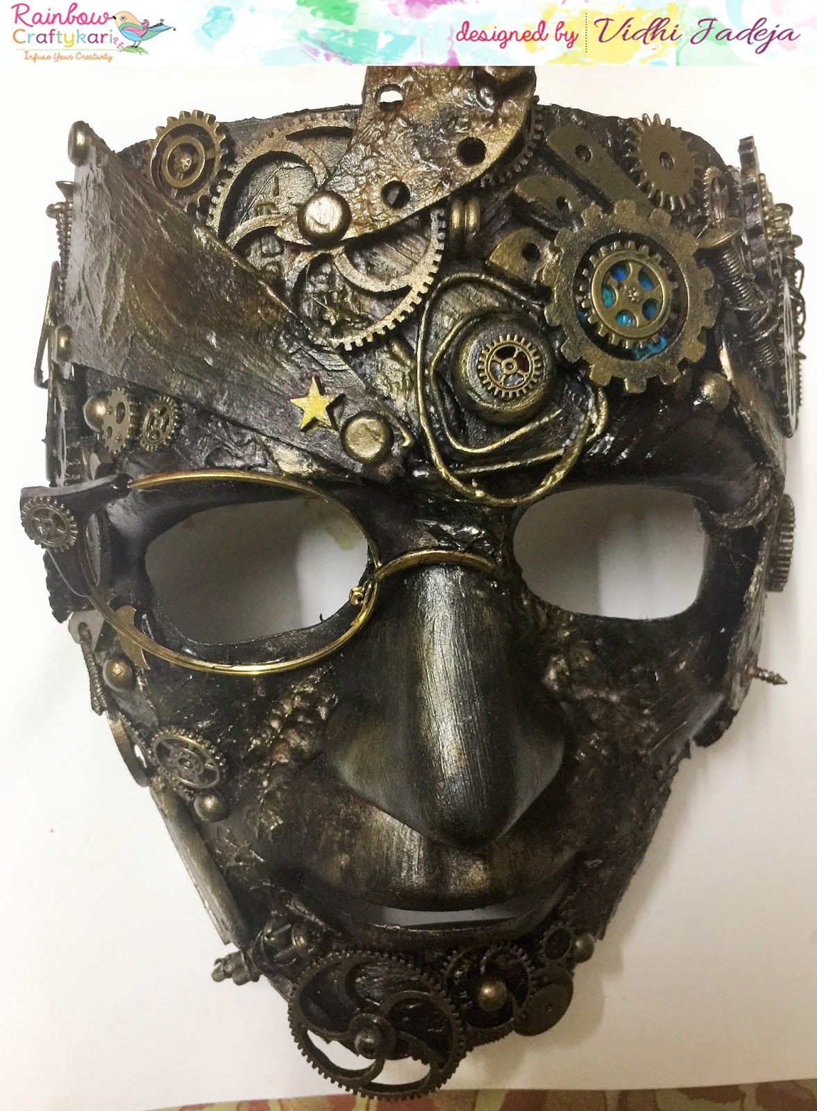 Welcome to Rainbow Craftykari Blog: Rusty Iron Mask Tutorial by DT Vidhi