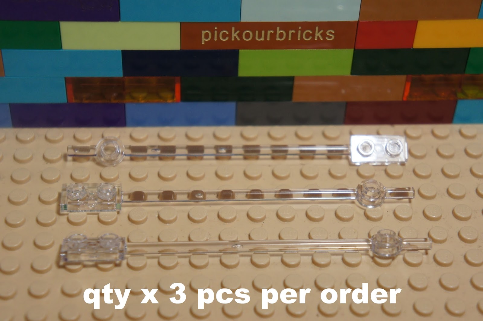 LEGO 42445 Transparent Bar 1x12 w/ 1x2 Plate End Shaft & 1x1 Round ...