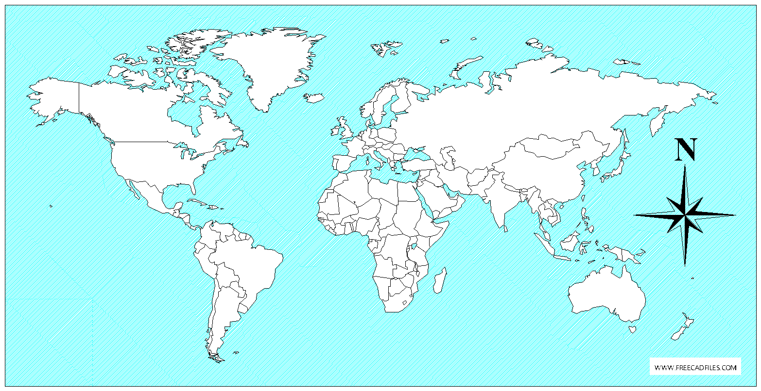 World Map AutoCAD Block Free Download