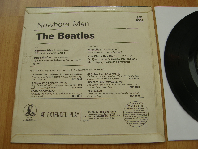 The Beatles-levyhylly: Nowhere Man -EP (UK 1st pressing)